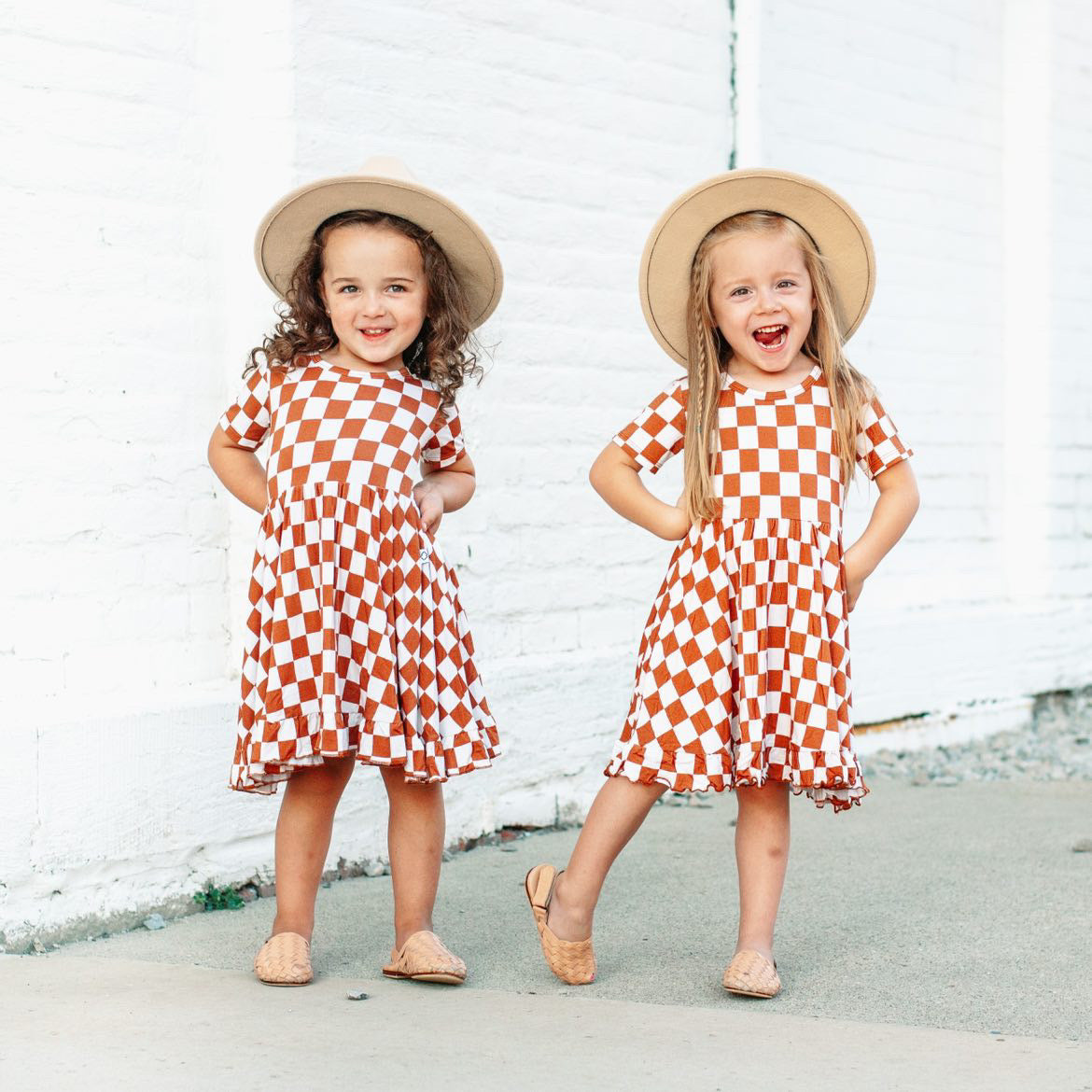 COPPER CHECKERS DREAM RUFFLE DRESS – SophiasStyle.com