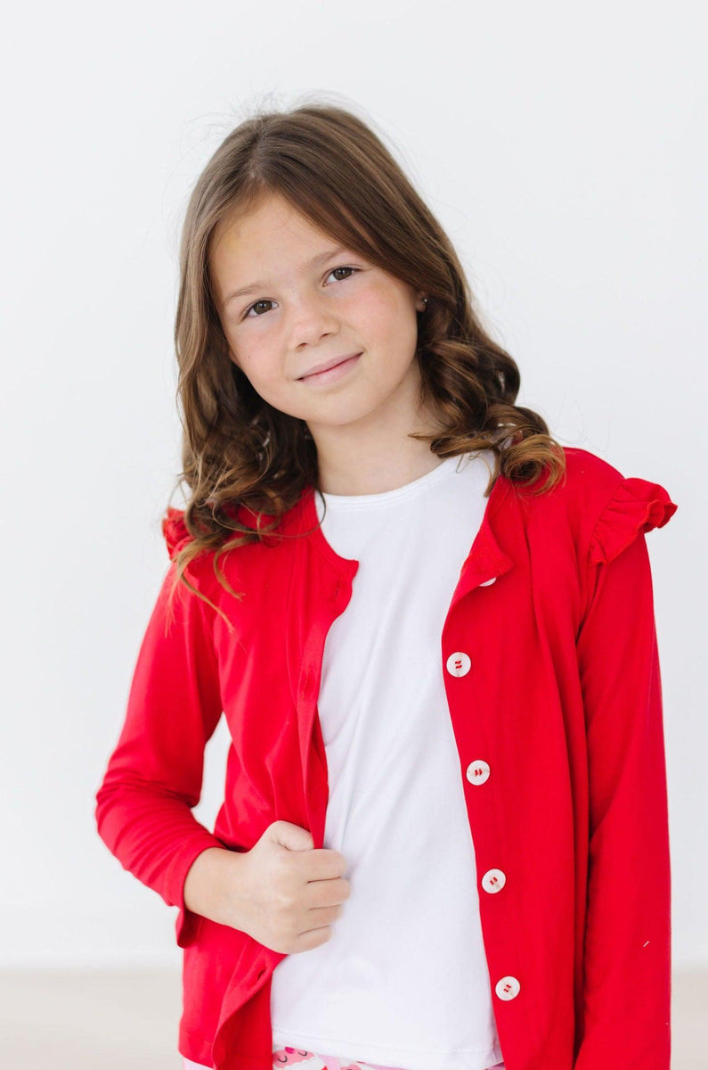 Red Ruffle Cardigan – SophiasStyle.com