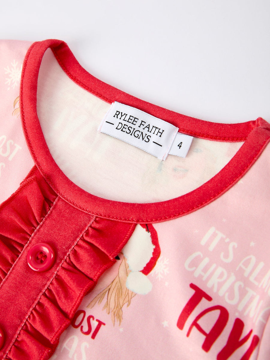 Christmas Santa TS Print Ruffle Girls Pajama Set at Sophia's Style ...