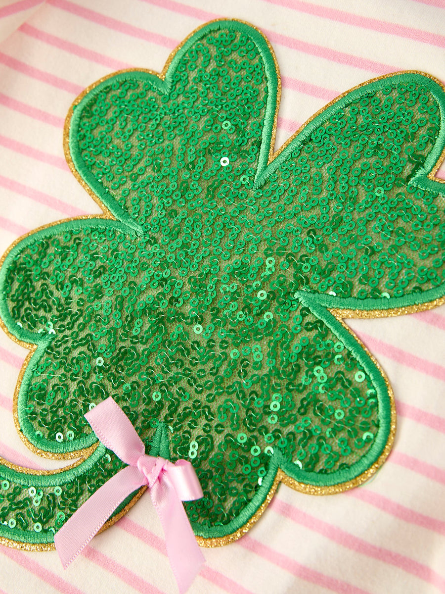 St. Patrick’s Day Stripe Top with Glitter Shamrock and Sequin Skirt Set ...
