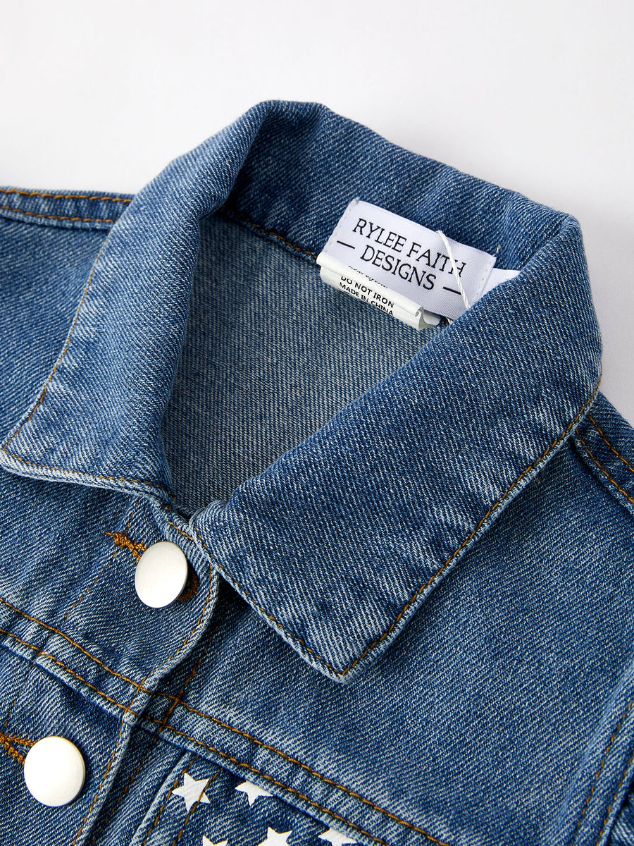 4th of july Stars Stripes Vest Girls Denim Vest from Rylee Faith ...