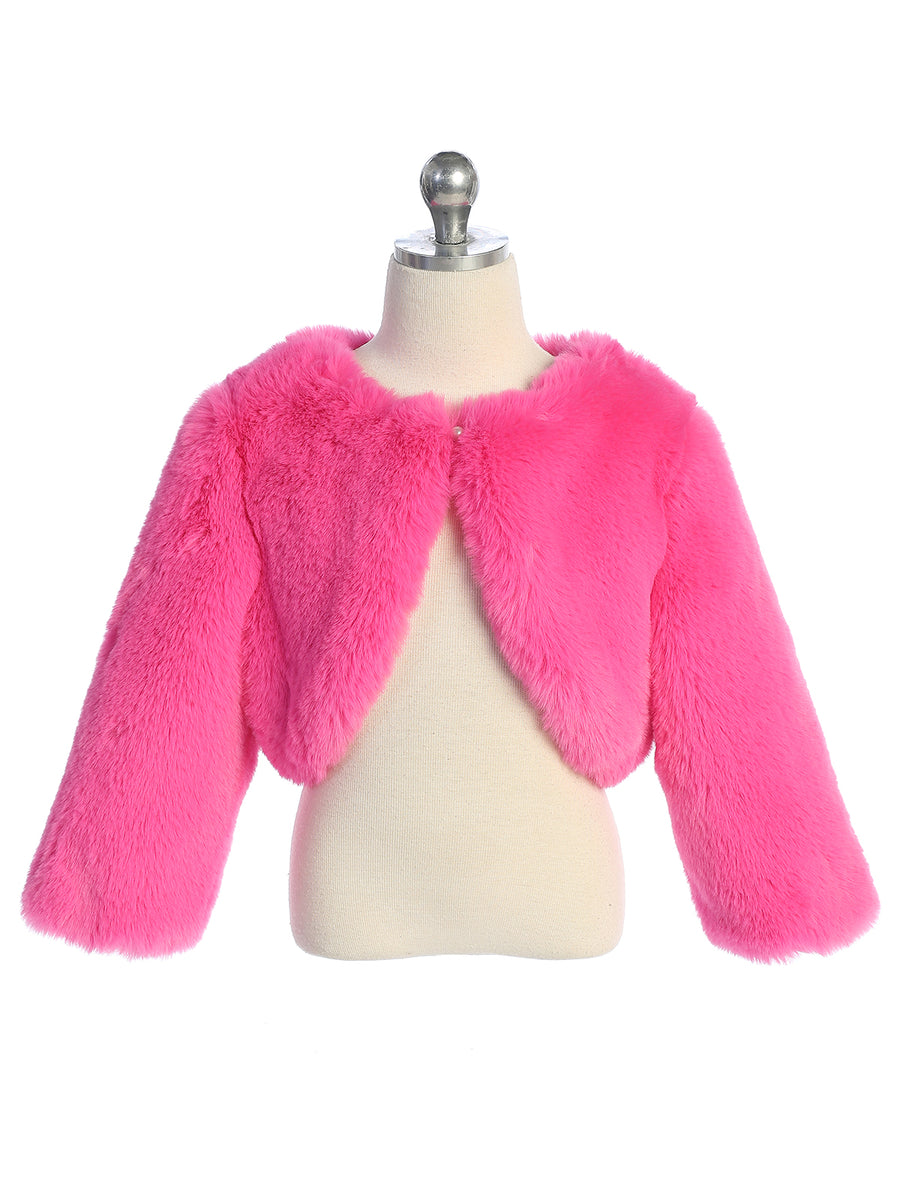 Big Girls Hot Pink Stylish Faux Fur Bolero Jacket 8-14 – SophiasStyle.com