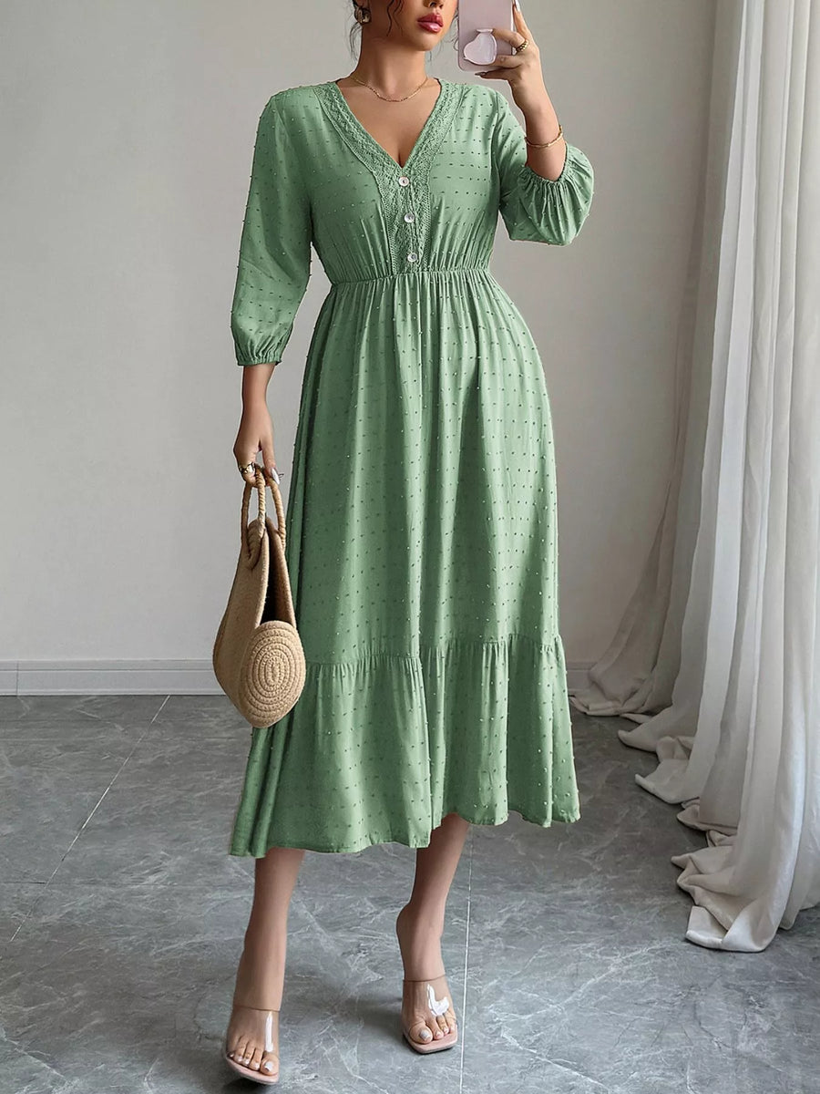 Swiss Dot Ruffle Hem Midi Dress from OhSoStyled at Sophia's Style ...