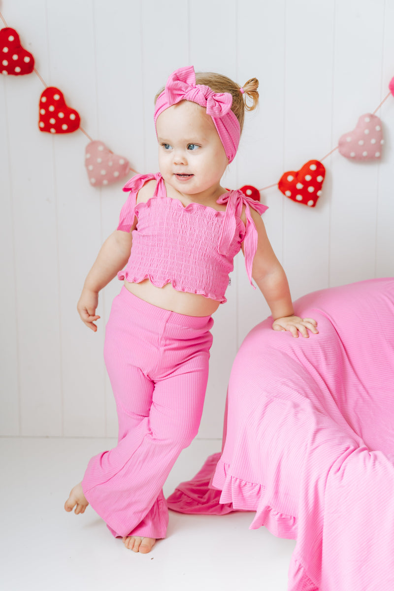BUBBLEGUM RIB DREAM SMOCKED FLARE SET – SophiasStyle.com