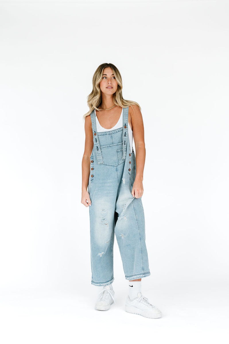 Frankie Denim Overalls - Light Wash – SophiasStyle.com