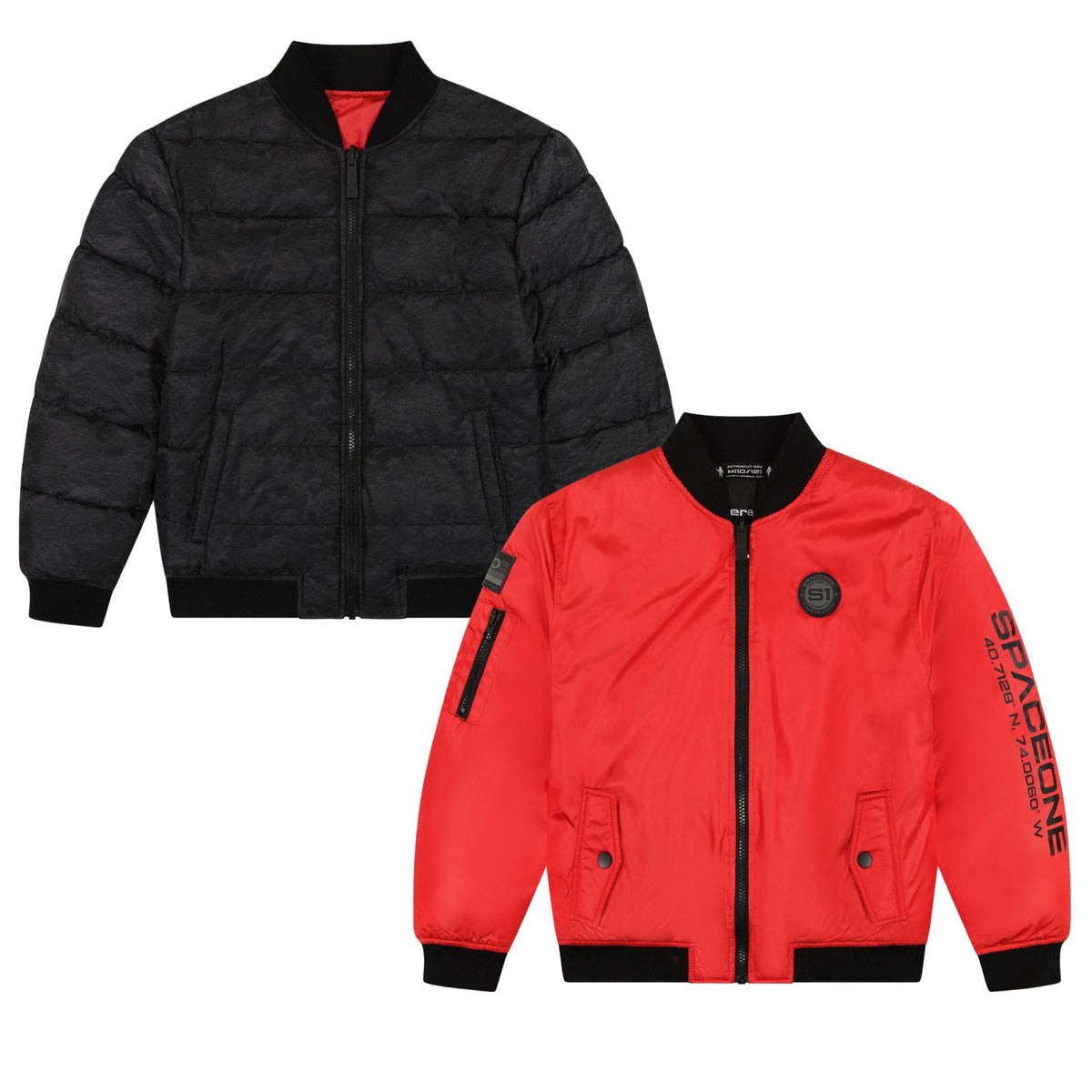 SPACEONE x Andy & Evan® | Reversible Bomber Jacket | Mars Red ...