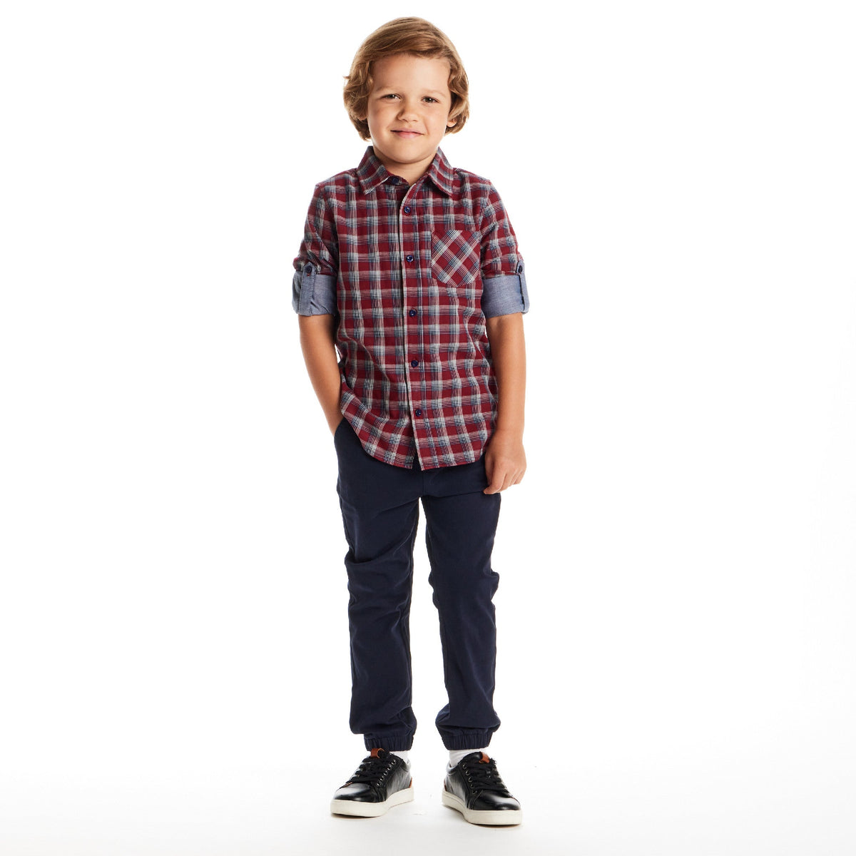 Kids Double-Faced Buttondown | Red Plaid at Sophia's Style ...