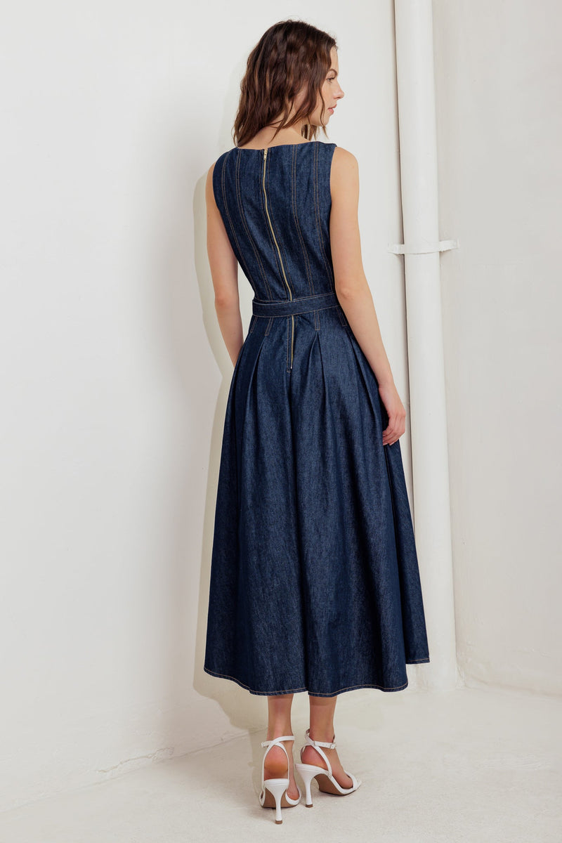 MOONLIGHT SERENADE DENIM MIDI DRESS from Flying Tomato at Sophia's ...