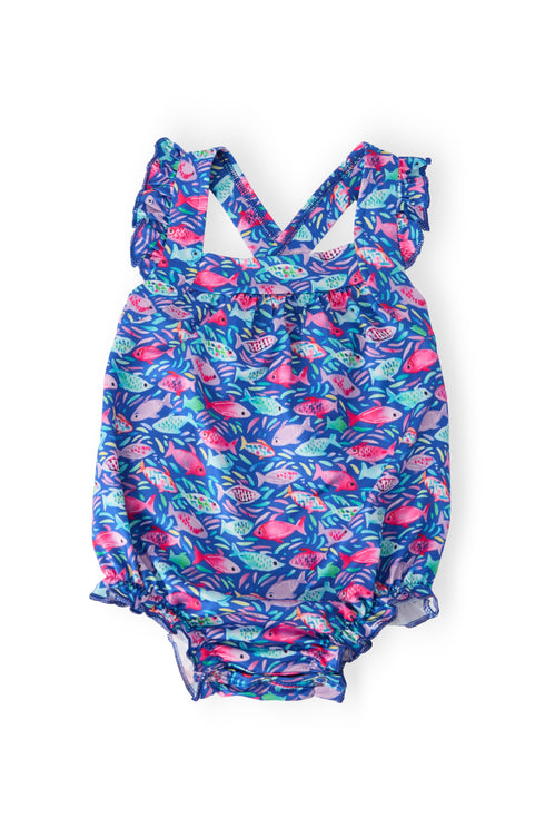 Fish in the Sea Ruffle Cross Back Romper from Mila & Rose at Sophia's ...