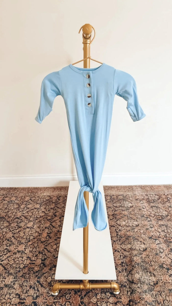 Newborn Knotted Gown & Hat Set Baby Blue, Newborn Clothes for Boys from ...