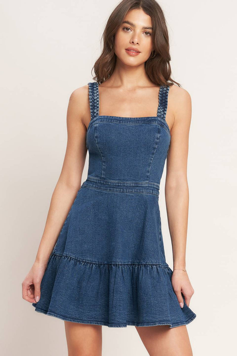FUNCTIONAL SEAMING DENIM MINI DRESS at Sophia's Style – SophiasStyle.com