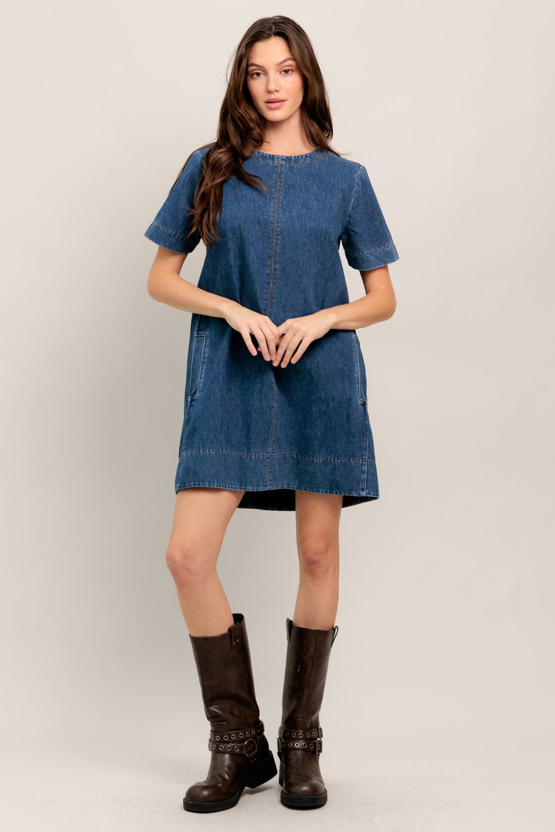 SIMPLY PUT TOGETHER DENIM MINI DRESS from Flying Tomato at Sophia's ...