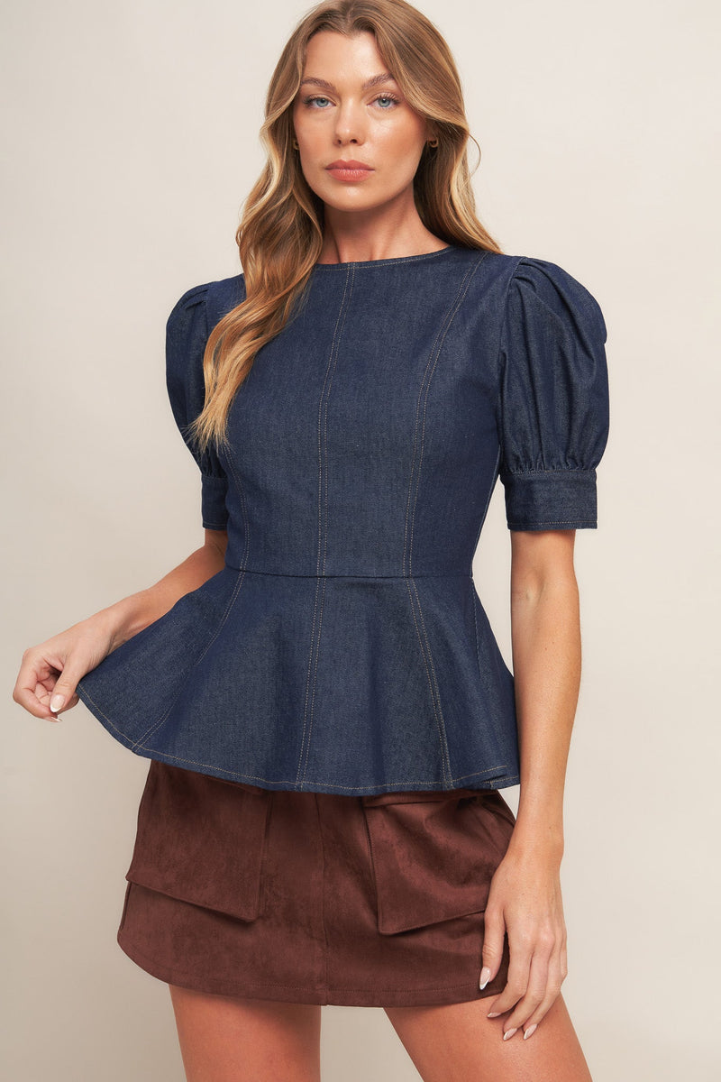 CLASSIC EDGE DARK DENIM TOP from Flying Tomato at Sophia's Style ...