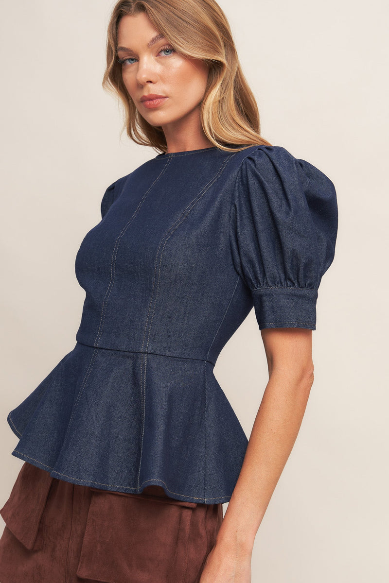 CLASSIC EDGE DARK DENIM TOP from Flying Tomato at Sophia's Style ...