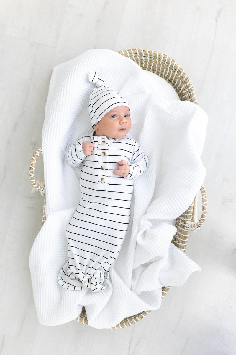 Knotted Baby Gown Set - Black Stripes (Newborn-3 months) from Stroller ...