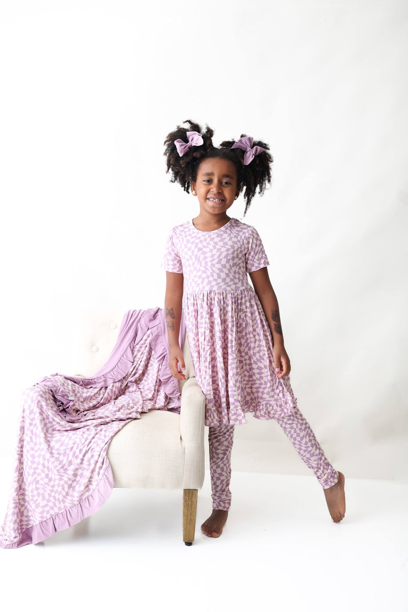 PLUM WAVY CHECKERS DREAM RUFFLE DRESS – SophiasStyle.com
