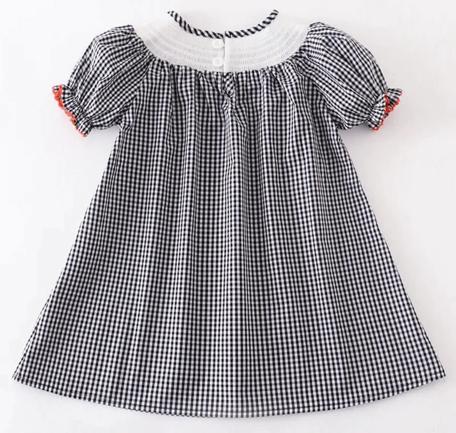 Halloween Smocked Black Checker Dress from Little Miss Marmalade at ...