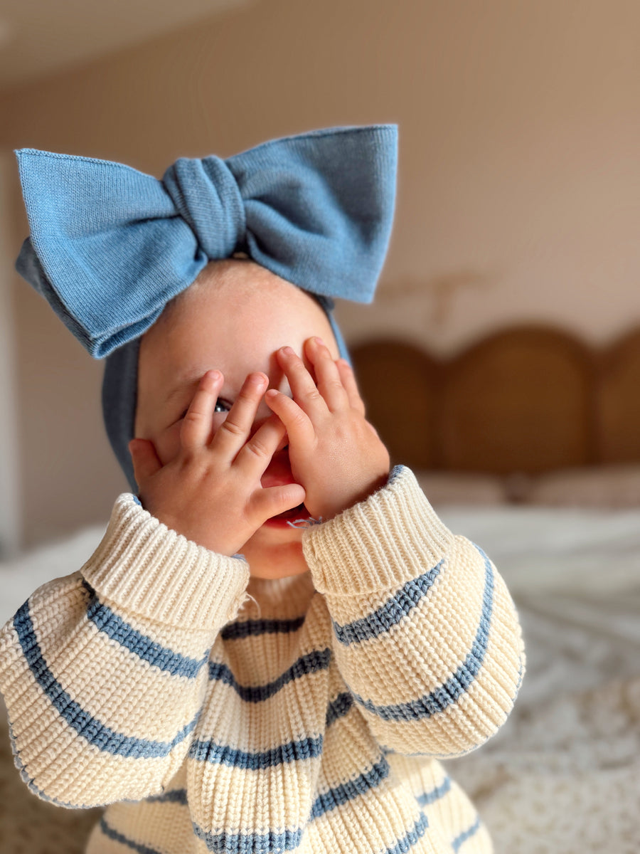 Classic Bow Headband - Denim Blue from Luna & Luca at Sophia's Style ...
