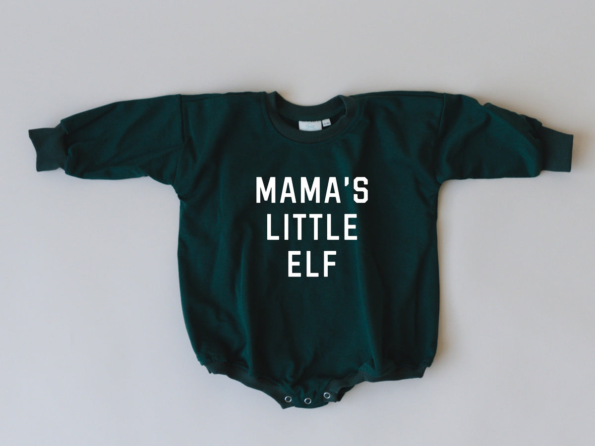 Mama's Little Elf Sweatshirt Romper at Sophia's Style – SophiasStyle.com