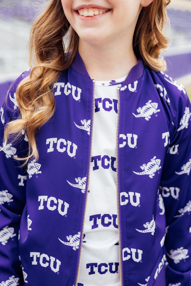 TCU Purple Frog Satin Jacket from Mila & Rose at Sophia's Style ...
