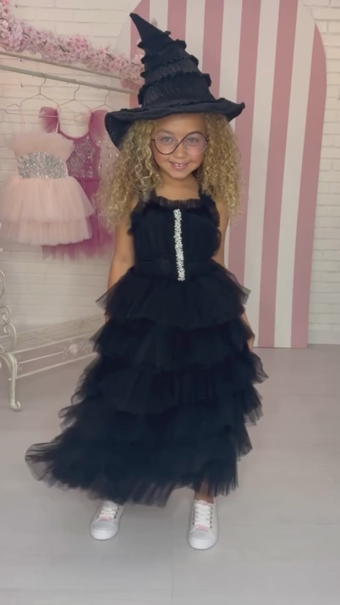 Elegant Black Ruffled Maxi Dress for Girls 12M-14 – SophiasStyle.com
