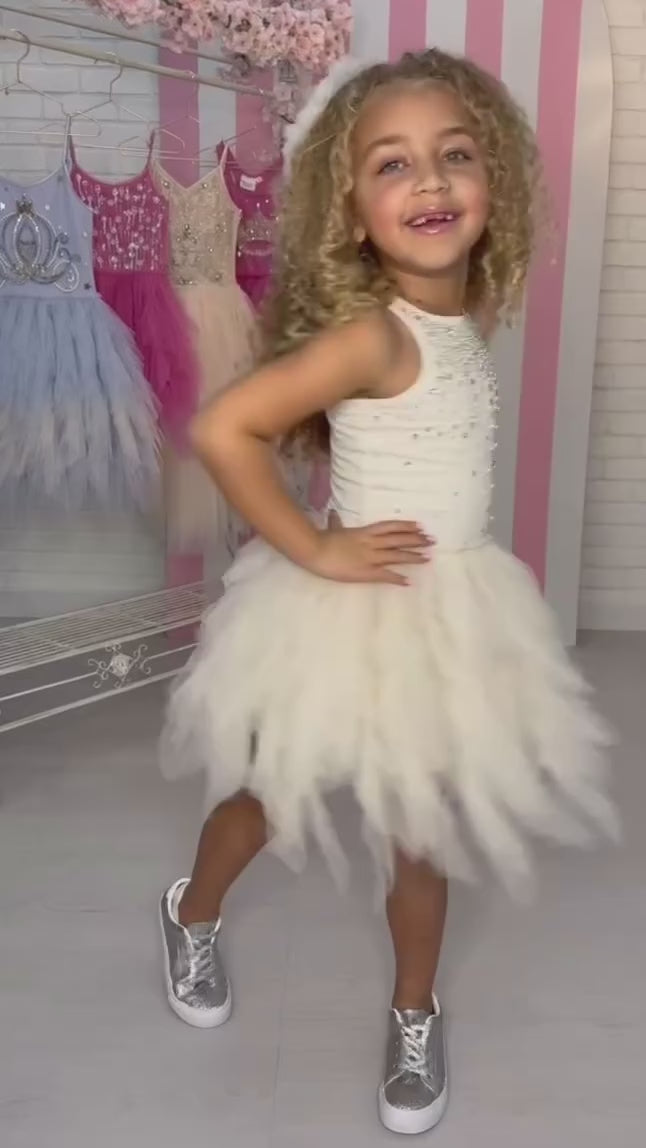 Girls Ivory Pearl Emma Tutu Dress 12M-14 – SophiasStyle.com