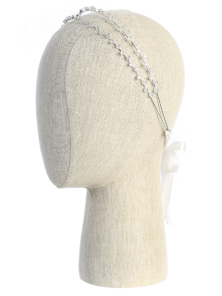 Girls Silver Delicate Crystal Double String Headband – SophiasStyle.com