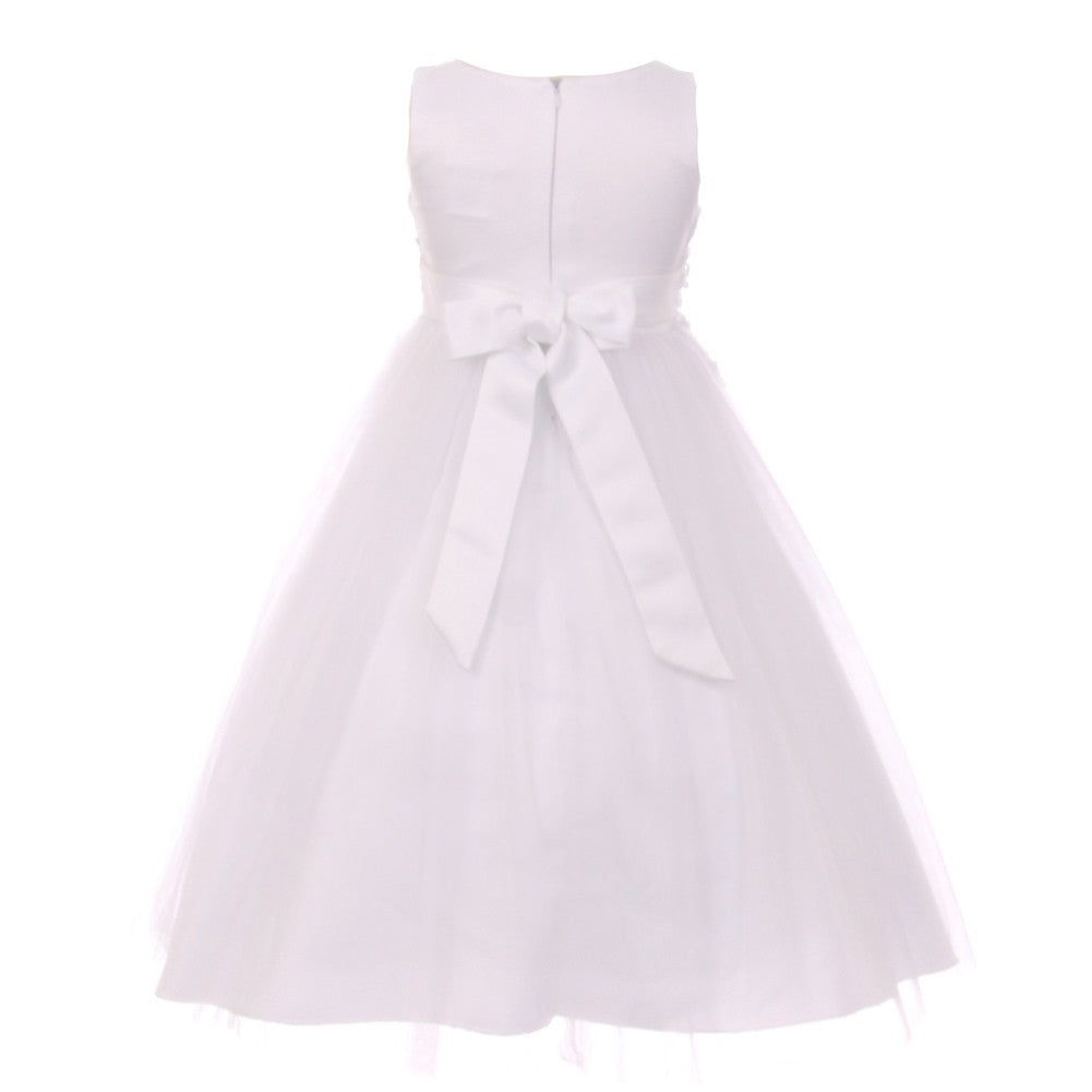 Little Girls White Sparkle Pearl Sequin Satin Tulle Flower Girl Dress 4 ...