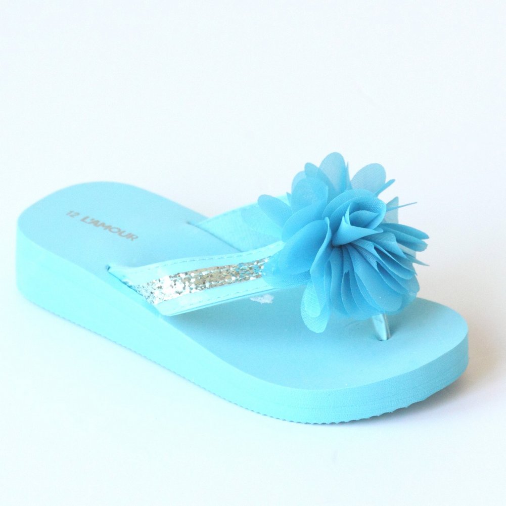 Little Girls Blue Sequin Eva Foam Sandals 2 Kids – SophiasStyle.com