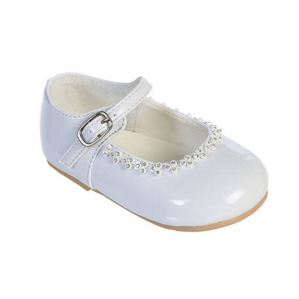 Girls White Glitter Rhinestone Accents Mary Jane Dress Shoes 1-4 Baby ...